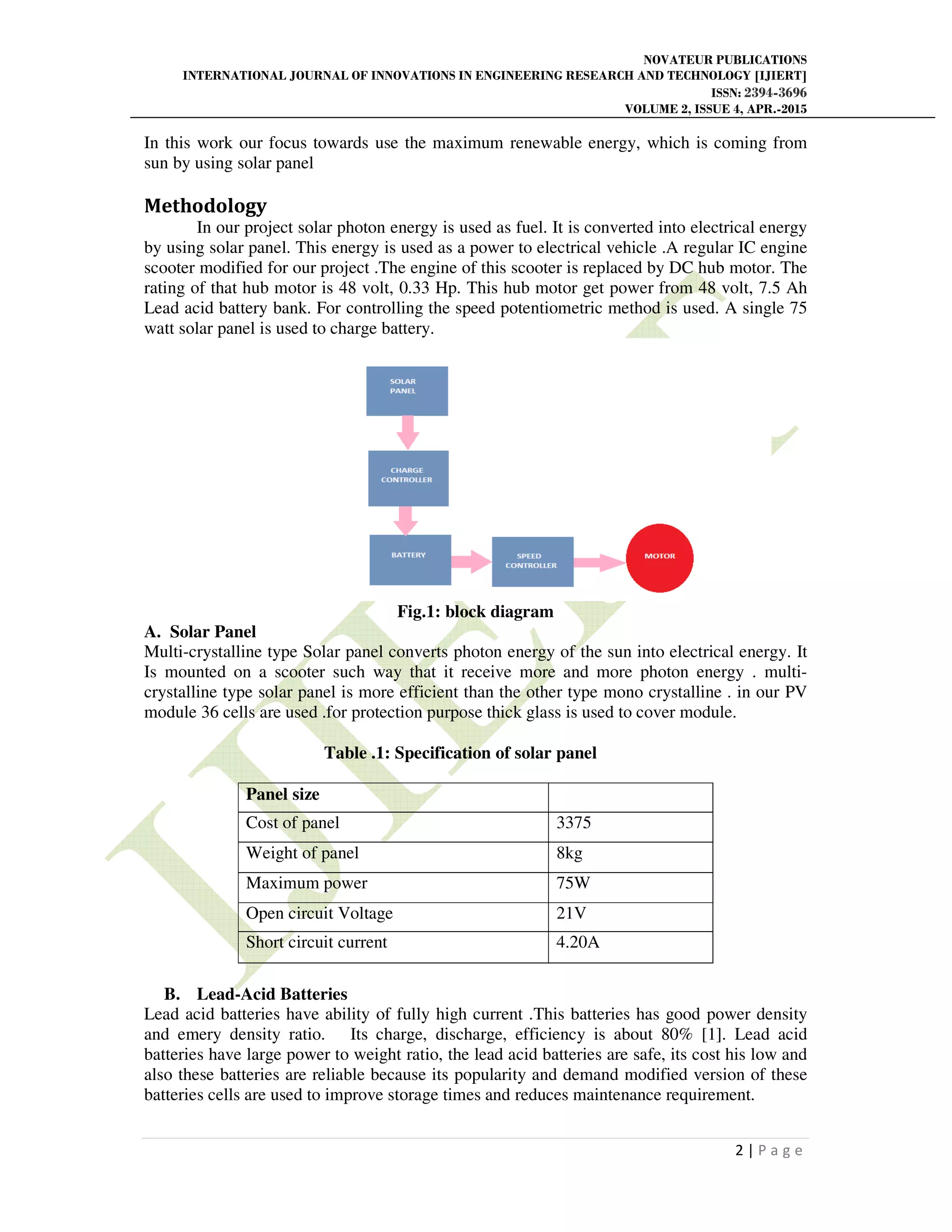 Design and Development of Solar Two Wheeler | PDF