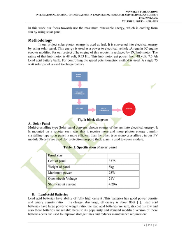Design and Development of Solar Two Wheeler | PDF