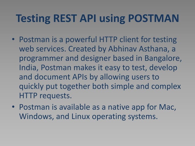 Postman.ppt | Web Development | Internet