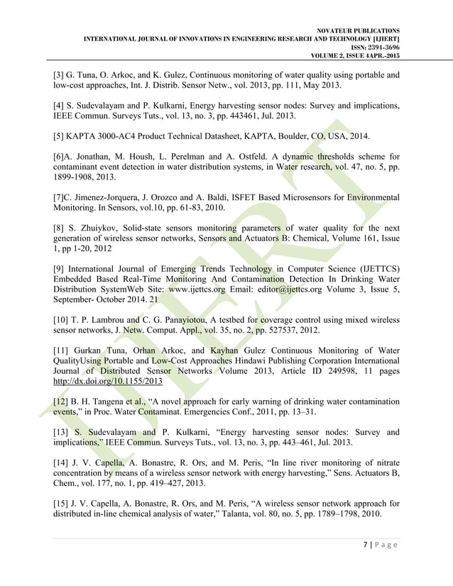 Sensor Network For Real‐time Monitoring And Detection Contamination In Drinking Water
