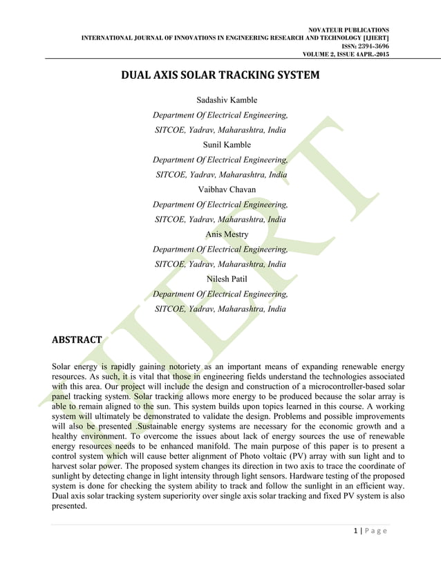 DUAL AXIS SOLAR TRACKING SYSTEM | PDF