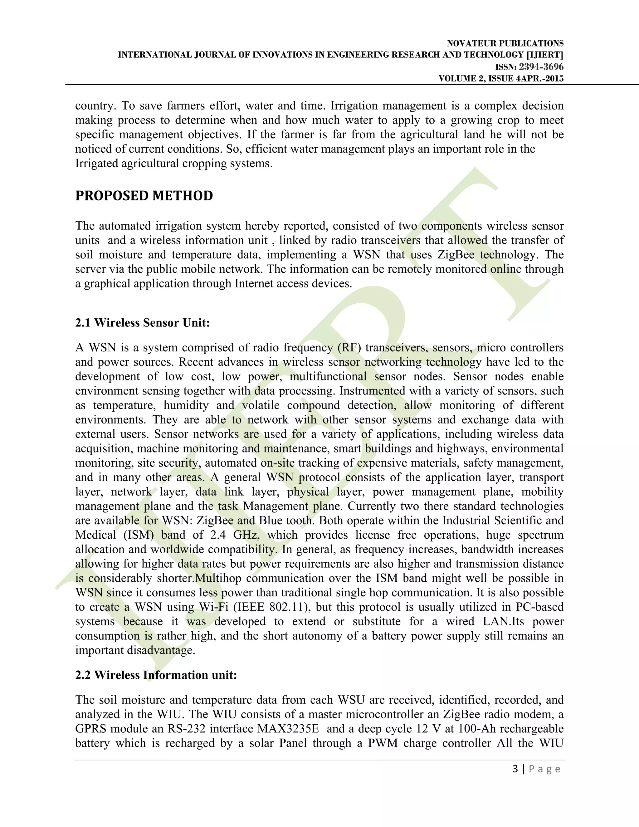 AUTOMATED IRRIGATION SYSTEM USING ARM CONTROLLER & GPRS MODULE | PDF