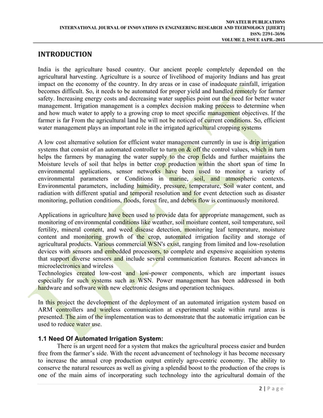 AUTOMATED IRRIGATION SYSTEM USING ARM CONTROLLER & GPRS MODULE | PDF | Free Download