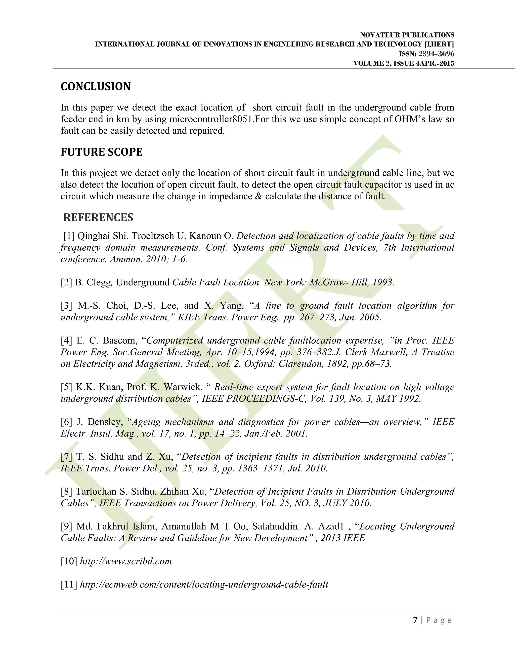 UNDERGROUND CABLE FAULT DISTANCE LOCATOR | PDF