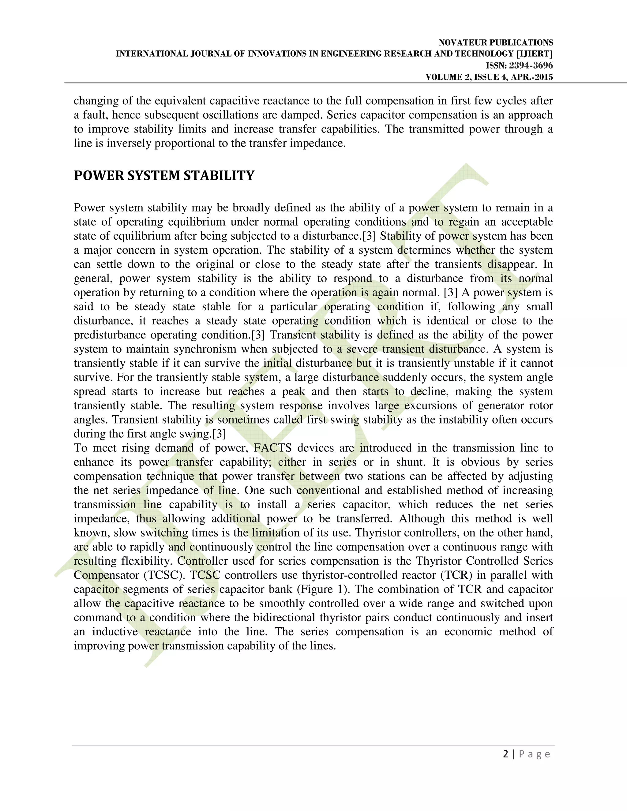 Thyristor Controlled Series Capacitor With Automatic Control Pdf