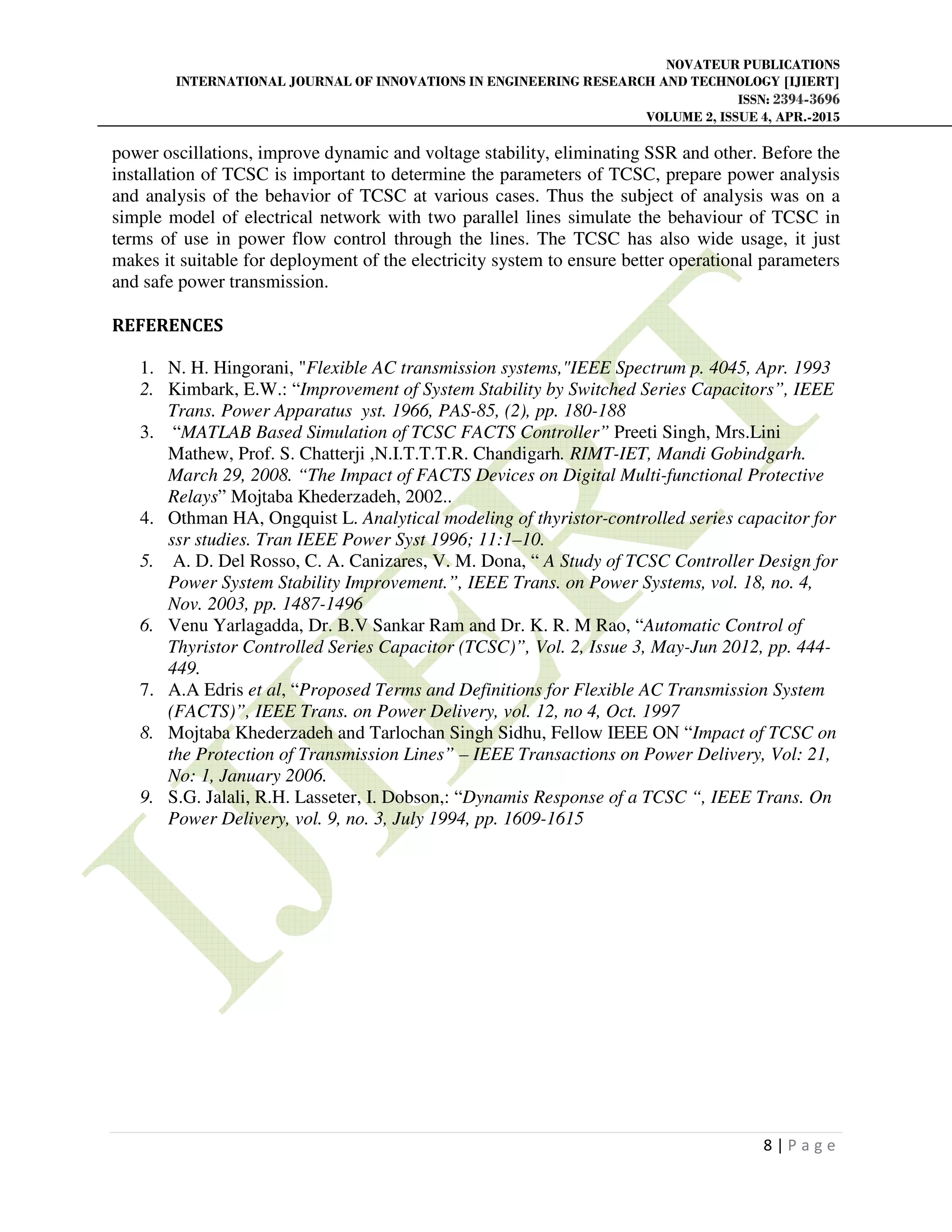 Thyristor Controlled Series Capacitor with Automatic Control | PDF