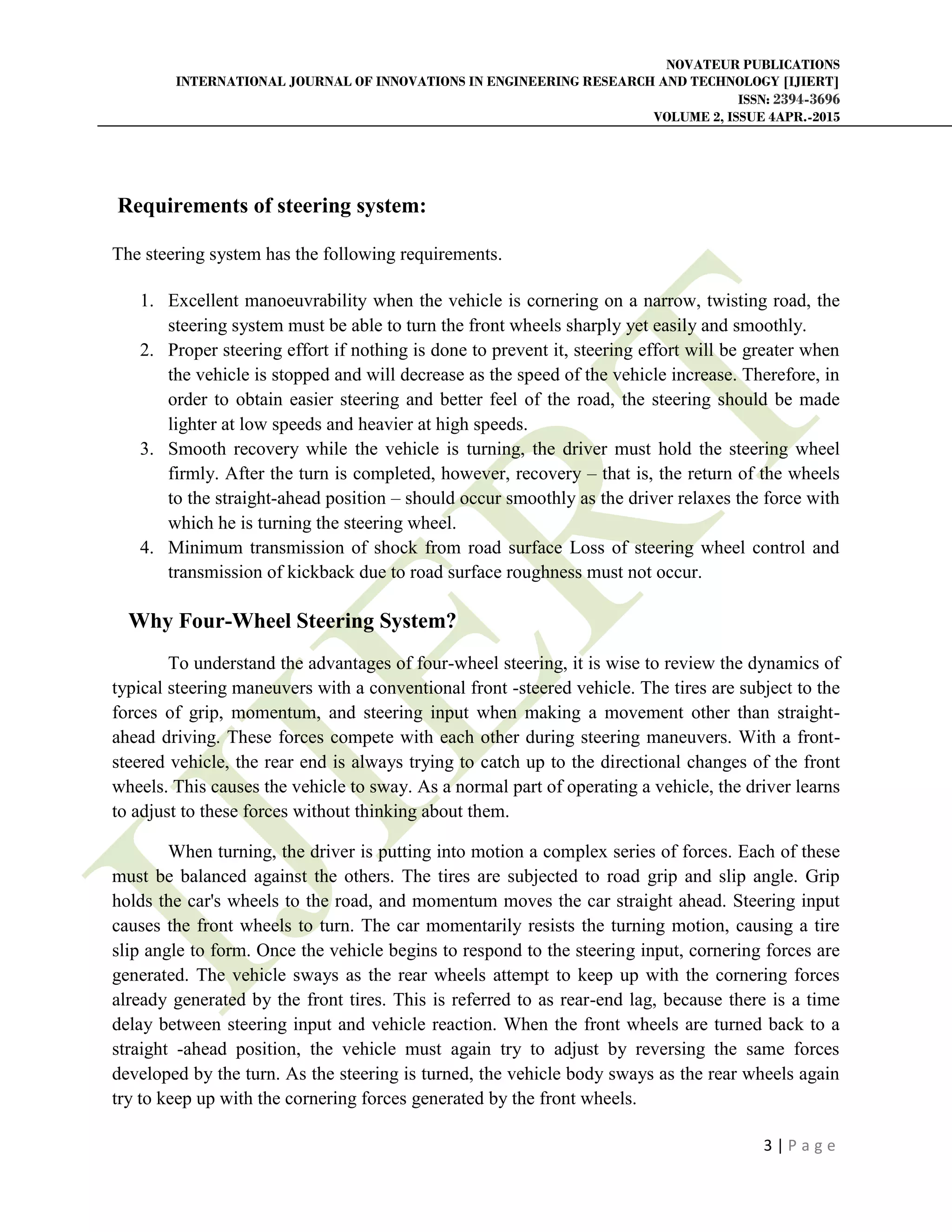 Four wheel steering system for Automobile | PDF