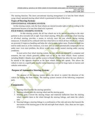 Four wheel steering system for Automobile | PDF