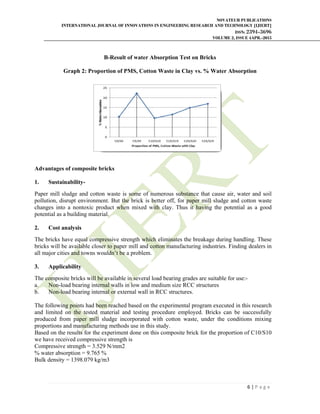 USE OF PAPER MILL SLUDGE AND COTTON WASTE IN CLAY BRICKS MANUFACTURING ...