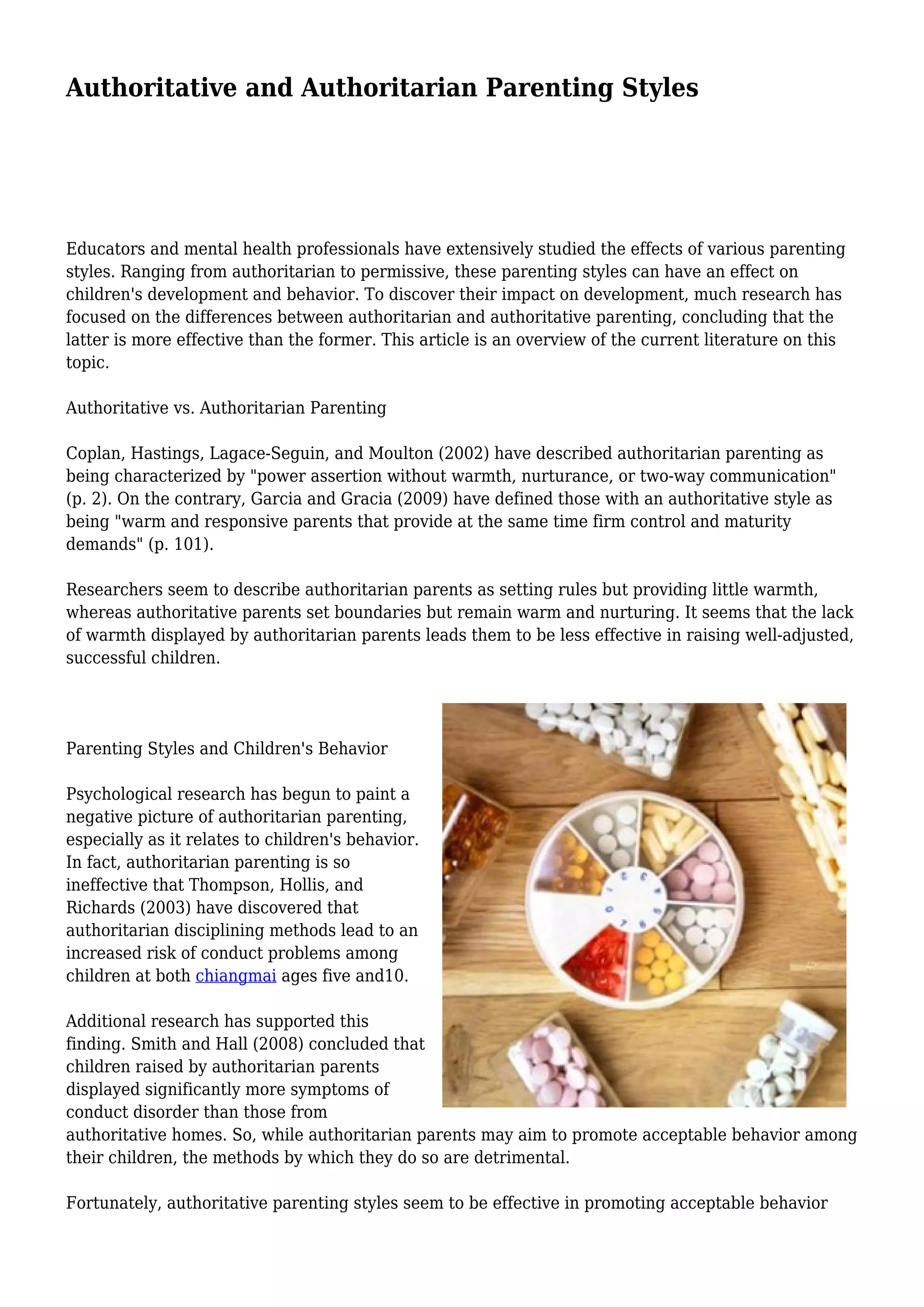 Authoritative and Authoritarian Parenting Styles | PDF