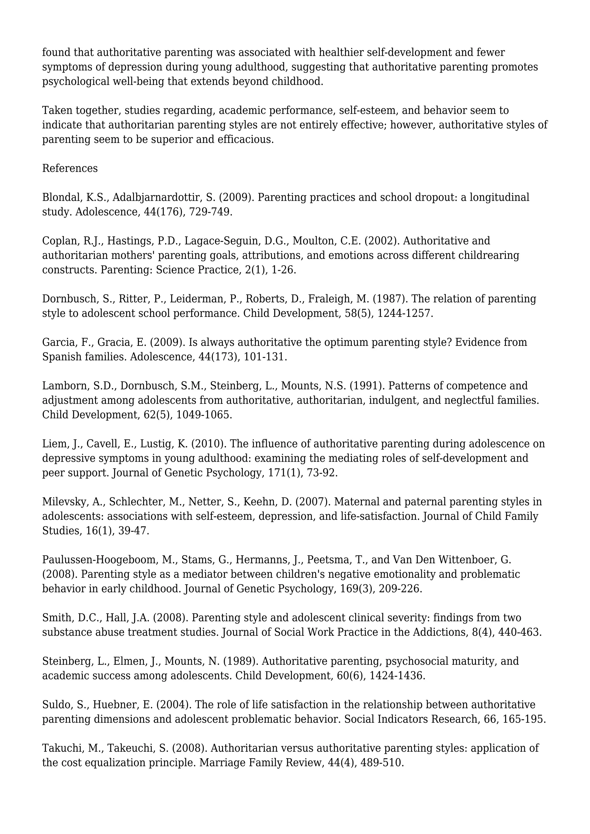 Authoritative and Authoritarian Parenting Styles | PDF