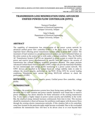 TRANSMISSION LOSS MINIMIZATION USING ADVANCED UNIFIED POWER FLOW ...