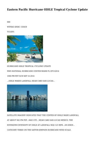 Eastern Pacific Hurricane ODILE Tropical Cyclone Update | PDF