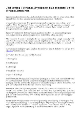 Personal Development Plan Goal