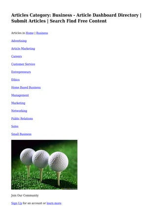 Articles Category: Business - Article Dashboard Directory | Submit ...