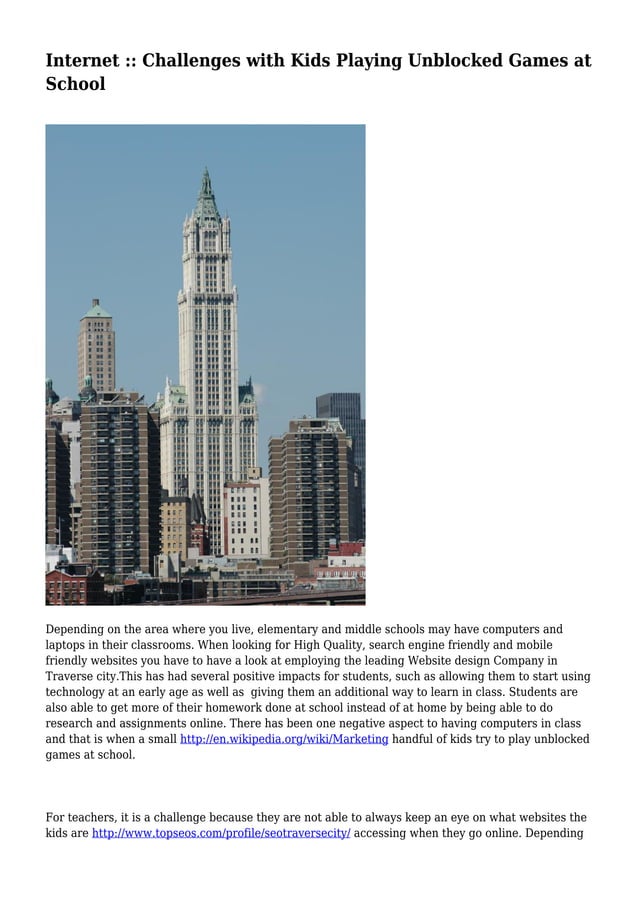 Internet :: Challenges with Kids Playing Unblocked Games at School | PDF