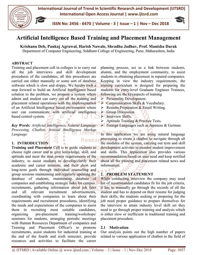 Artificial Intelligence Based Training and Placement Management | PDF