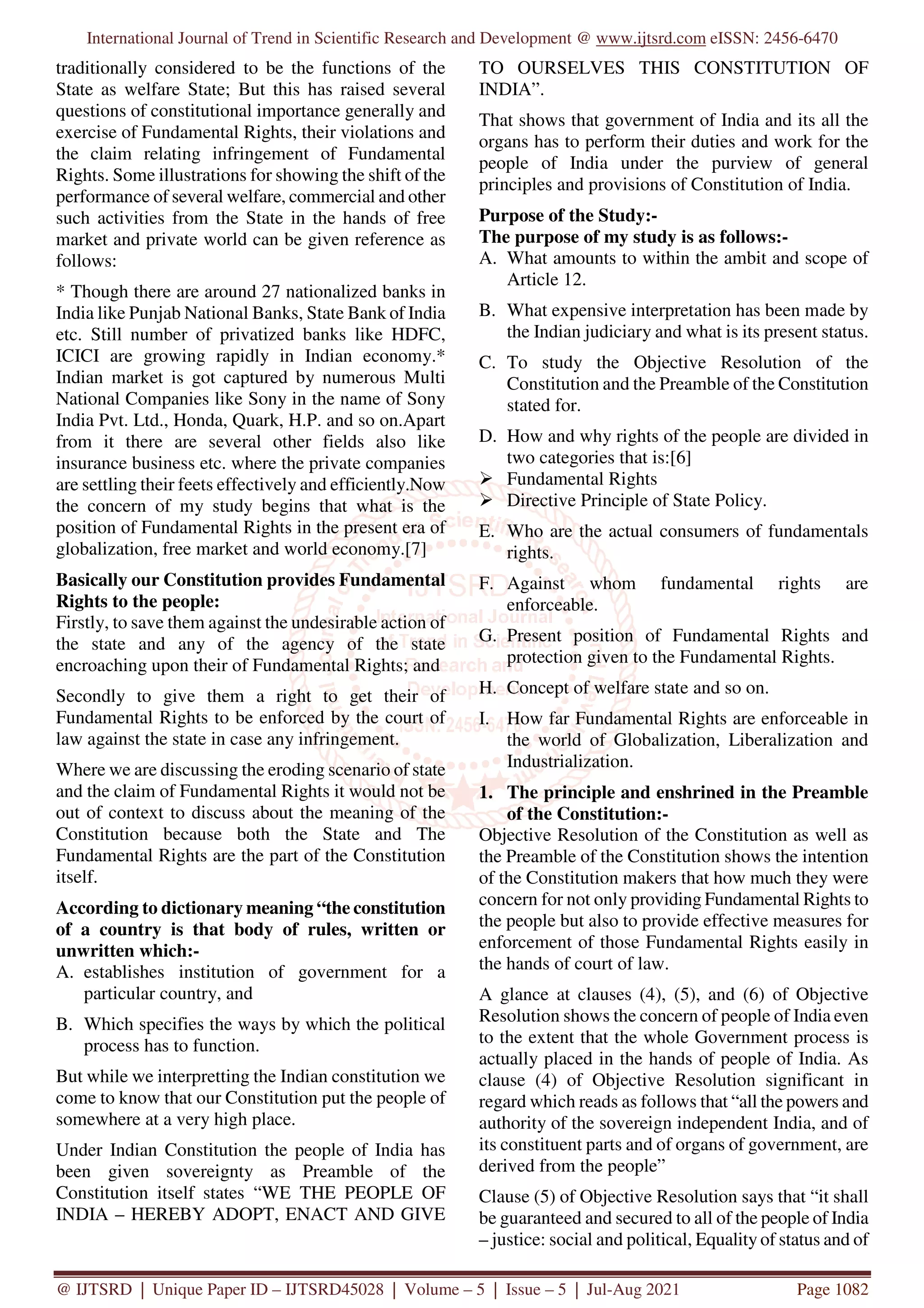 Fundamental Rights The Indian Nature | PDF
