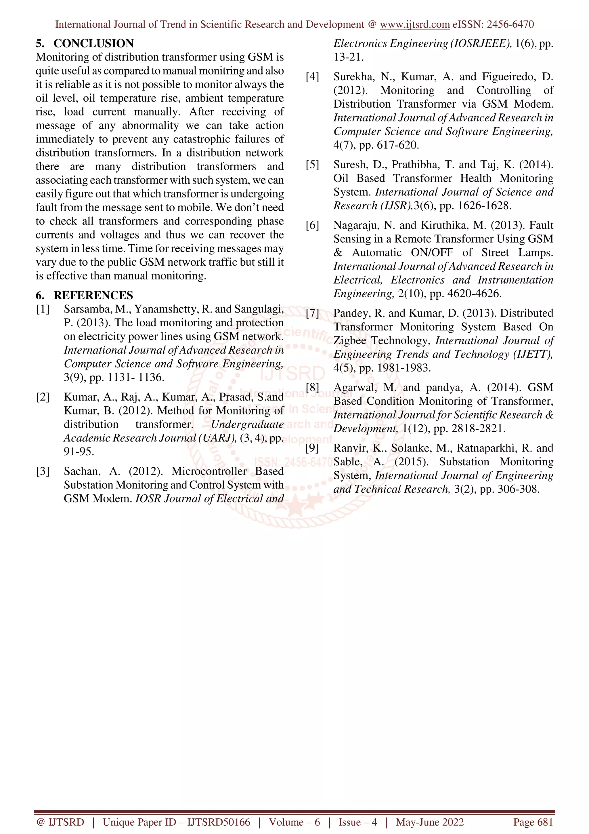 Gsm Based Transformer Fault Monitoring System Pdf