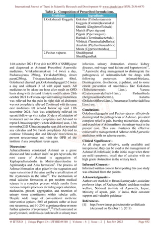 Rule of Ayurvedic Formation in Management of Ashmari A Case Study | PDF ...