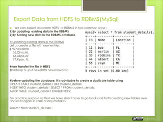 Scoop Job, import and export to RDBMS | PDF | Databases | Computer Software and Applications