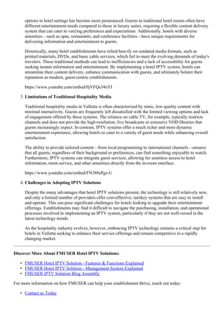 6 Best Hotel IPTV Solution Suppliers in Valletta, MALTA | PDF