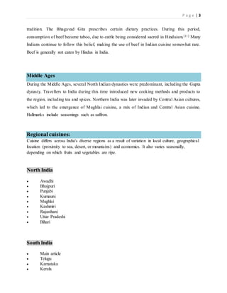 Assignment on Indian Cuisine | DOCX