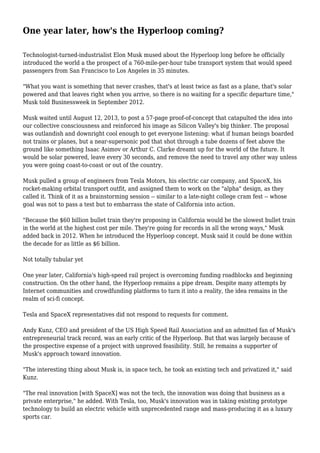 One year later, how's the Hyperloop coming? | PDF