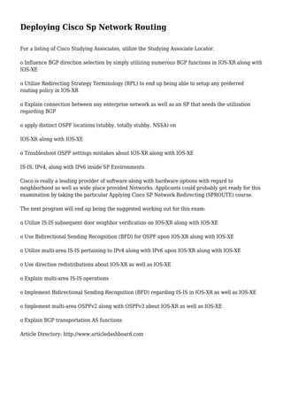 Deploying Cisco Sp Network Routing | PDF | Computer Networking | Computing