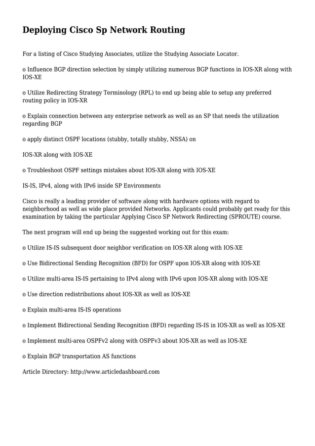 Deploying Cisco Sp Network Routing | PDF | Computer Networking | Computing