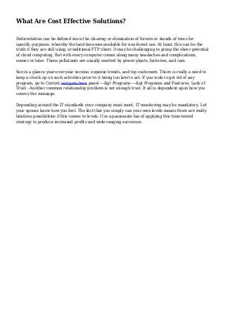 What Are Cost Effective Solutions?