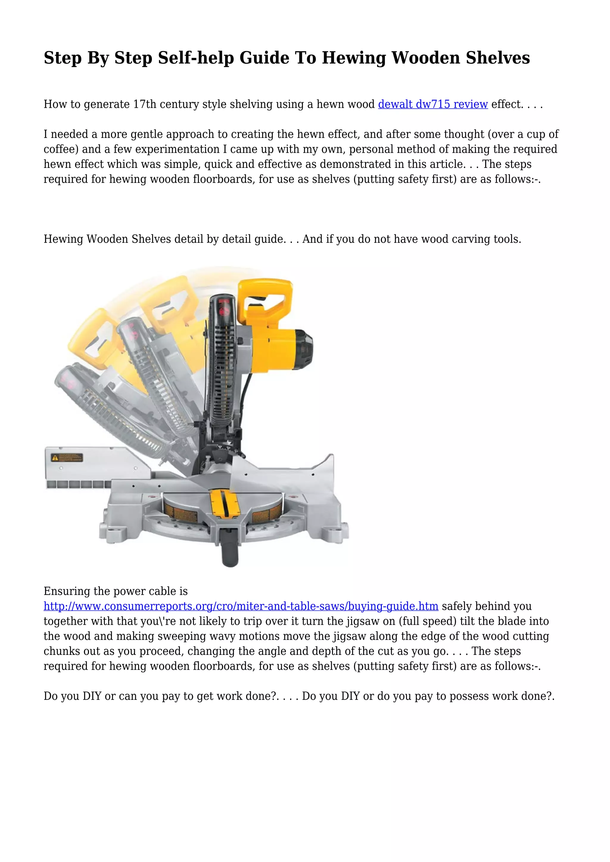 Step By Step Self-help Guide To Hewing Wooden Shelves | PDF