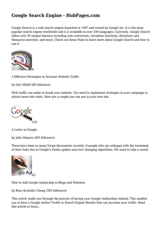 Google Search Engine - HubPages.com