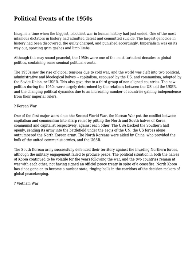 Political Events of the 1950s | PDF