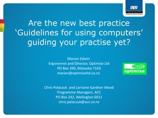 Are The New Best Practice ‘Guidelines for Using Computers’ Guiding YOUR ...