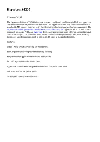 Hypercom t4205 | PDF