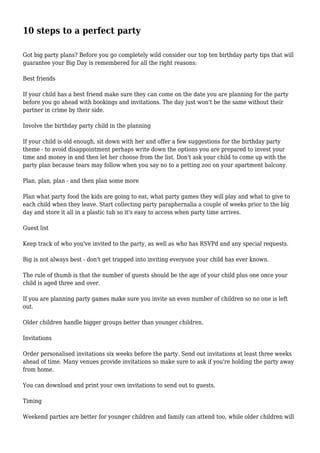 10 steps to a perfect party | PDF