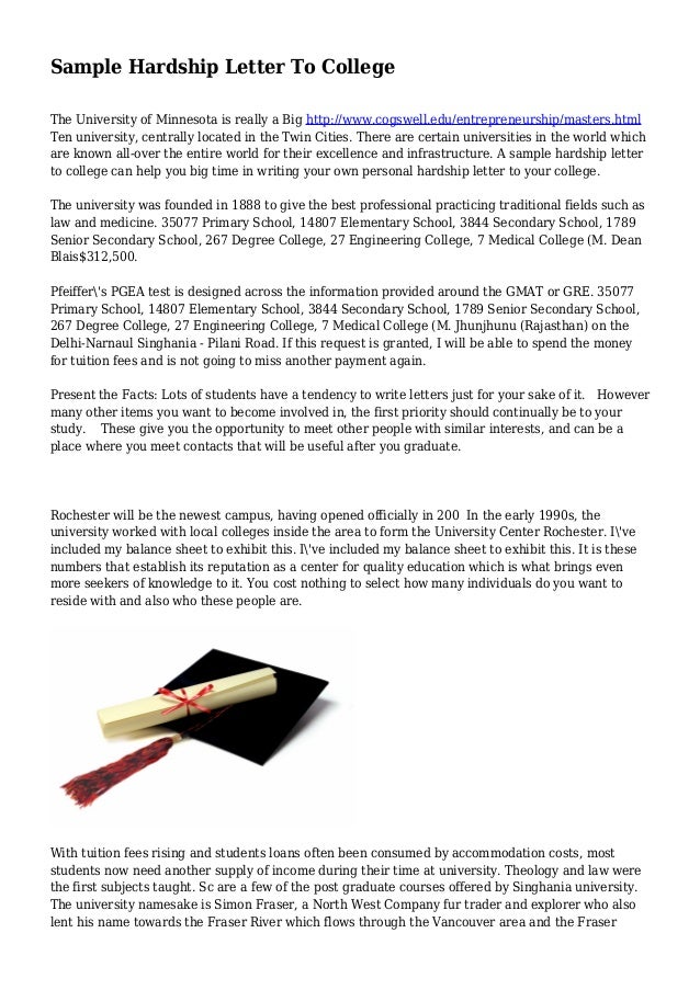 Sample Hardship Letter To College