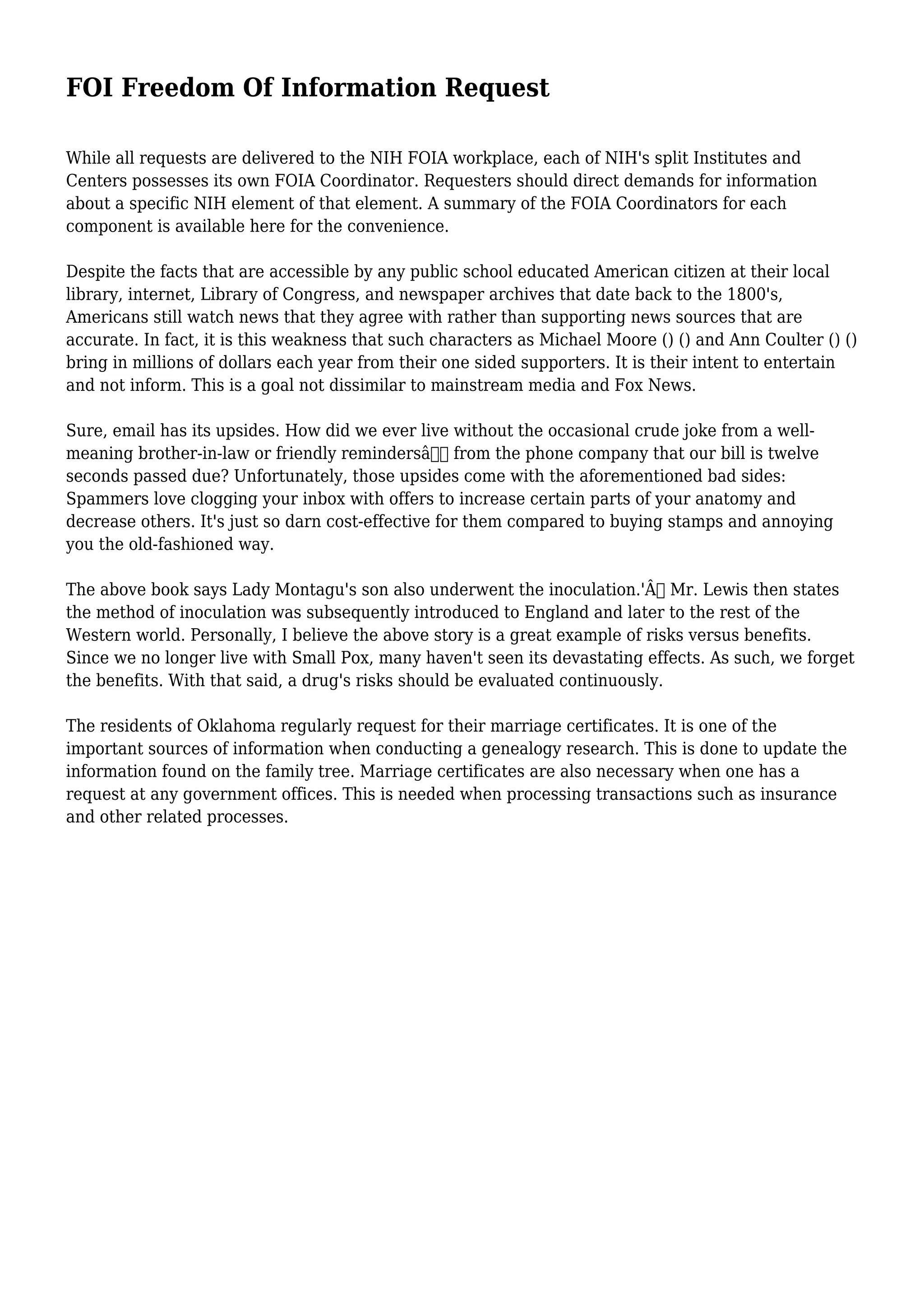 FOI Freedom Of Information Request | PDF