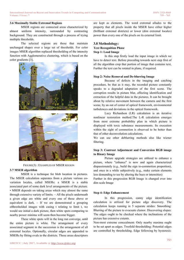 Analysis And Comparison Of Various Methods For Text Detection From Images Using Mser Algorithm