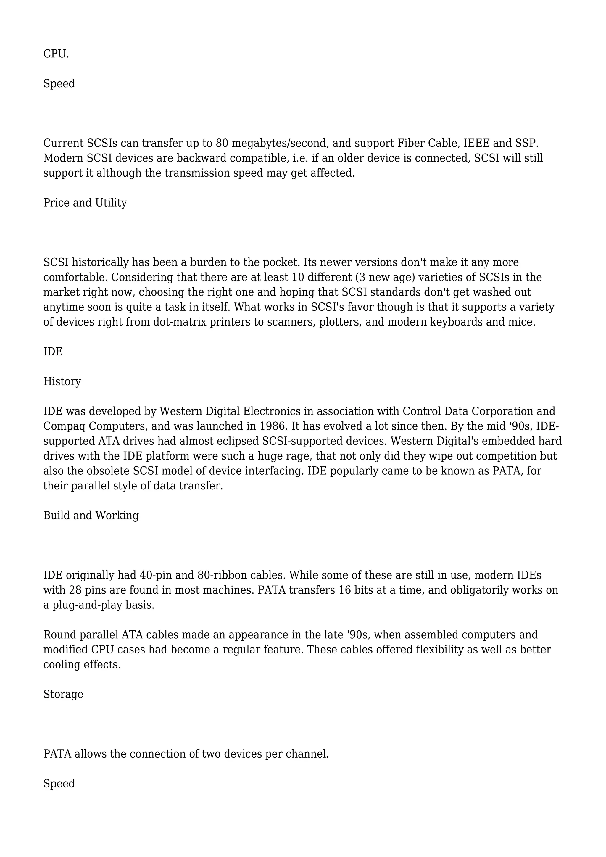 SCSI Vs. SATA Vs. IDE | PDF | Computer Peripherals | Computing
