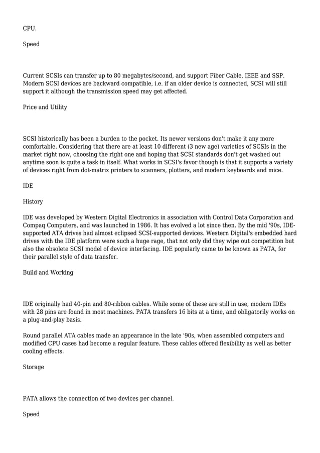SCSI Vs. SATA Vs. IDE | PDF | Computer Peripherals | Computing