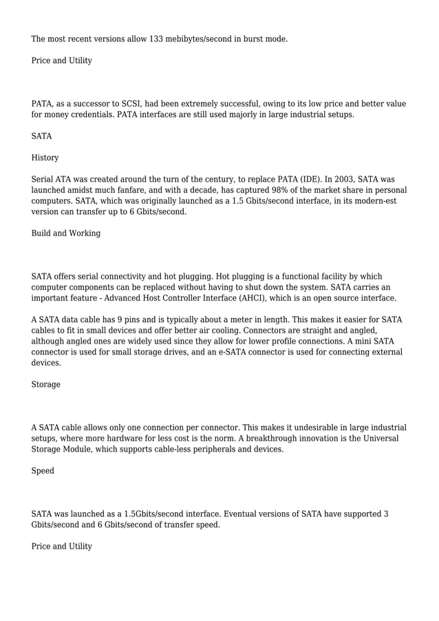 SCSI Vs. SATA Vs. IDE | PDF | Computer Peripherals | Computing