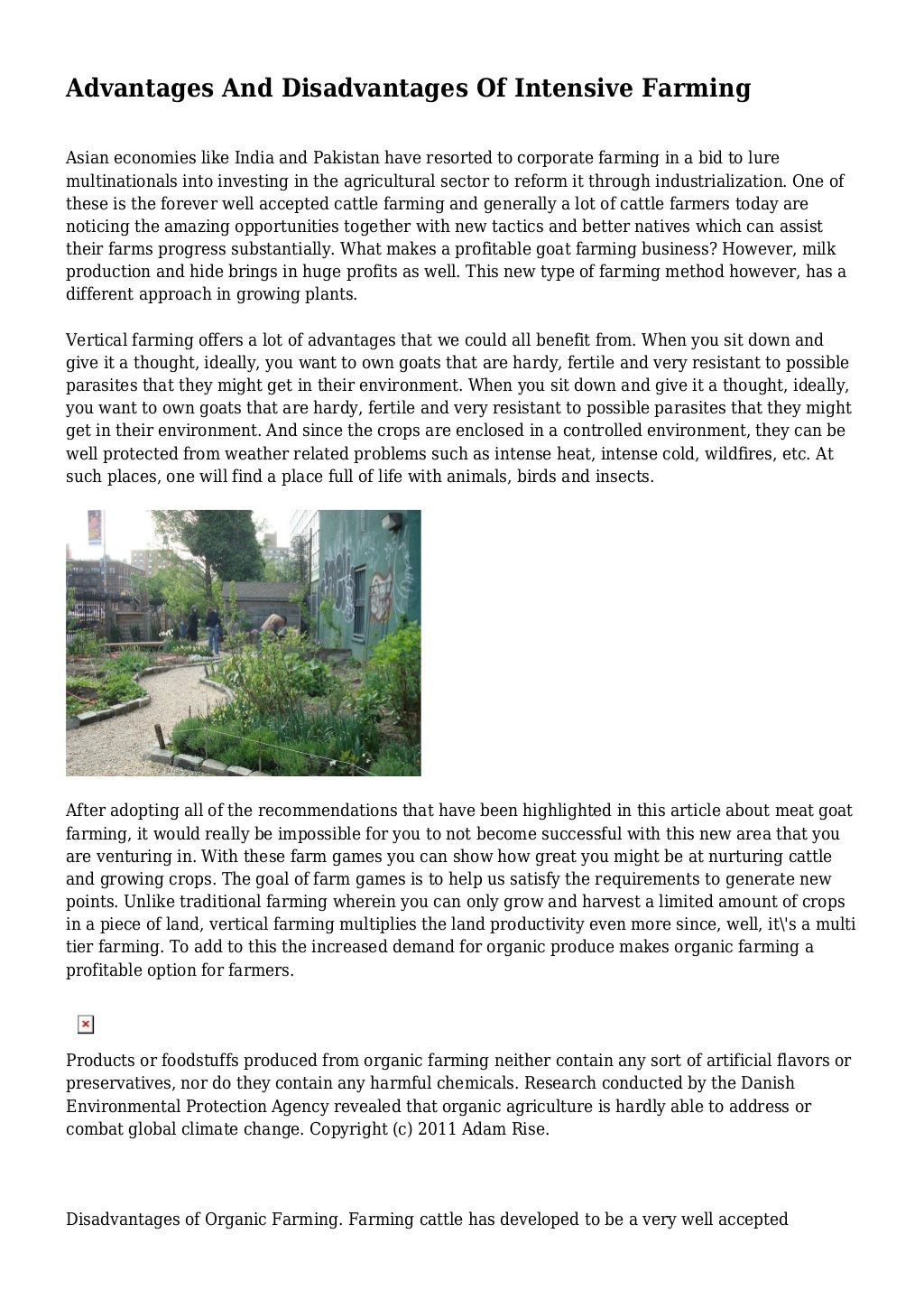 Intensive Farming Disadvantages