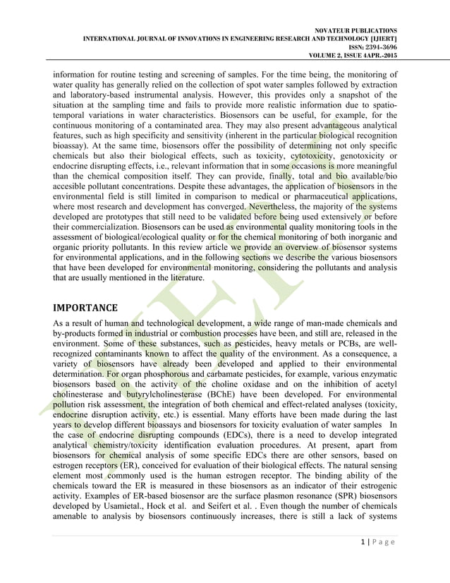 Biosensor For Environmental Monitoring Pdf