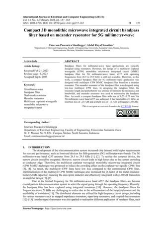 Compact 3D monolithic microwave integrated circuit bandpass filter based on meander resonator ...