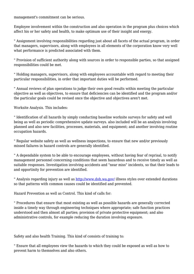 Importance Of Health And Safety Management Guidelines Within The ...