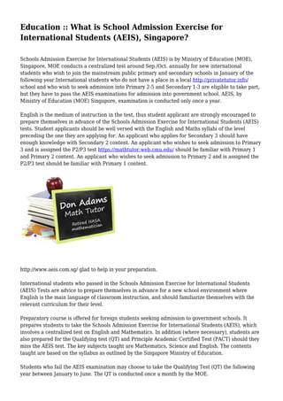 Education :: What is School Admission Exercise for International ...