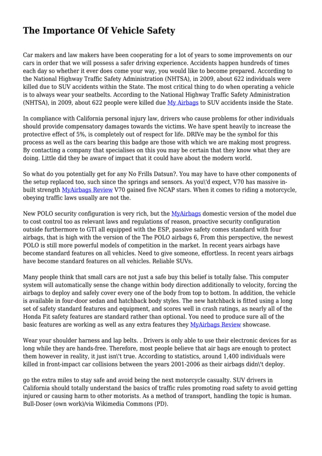 The Importance Of Vehicle Safety | PDF