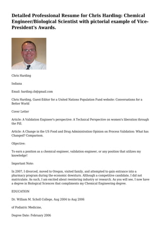 Detailed Professional Resume for Chris Harding: Chemical Engineer ...